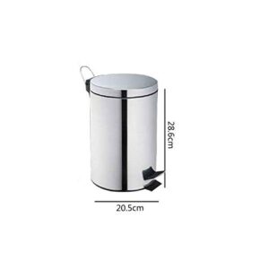 WENLII Newly 1pc 5L Rubbish Bin Stainless Steel Step Pedal Trash Can Large Capacity for Kitchen Bathroom