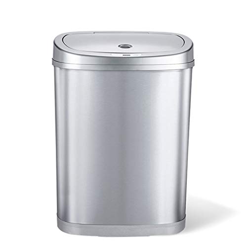 WENLII Double Classification Sensor Trash Can Smart Stainless Steel Can Auto Sealing Cover Garbage Classification Bins 30/42L (Size : 42L)