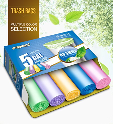 Small Garbage Bags - FORID 4-5 Gallon Trash Bags Durable Trash Can Liners for Home Office Bathroom Bedroom Waste Bin(5 Colors 150 Counts)