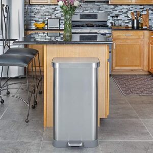 Glad Stainless Steel Step Trash Can with Clorox Odor Protection | Large Metal Kitchen Garbage Bin with Soft Close Lid, Foot Pedal and Waste Bag Roll Holder, 20 Gallon, All Stainless