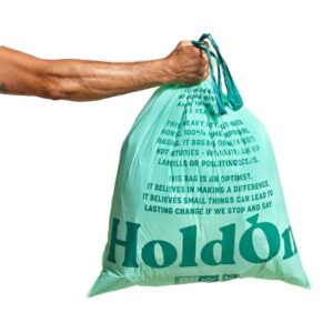 HoldOn Large Trash Bags 13 Gallon – Plant-Based Garbage Bags with Drawstring Handles for Tall Trash Bins – Trash Bags for Kitchen Bin (40 bags)