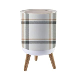 trash can with lid seamless plaid herringbone classic tartan check plaid for scarf poncho wood small garbage bin waste bin for kitchen bathroom bedroom press cover wastebasket 7l/1.8 gallon