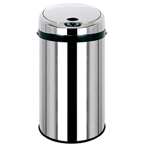 WENLII 6L/9L/12L Auto Close Trash Can Sensor Waste Bin Touchless Dustbin Garbage Bucket Stainless Steel Batteries Power (Size : 9l)