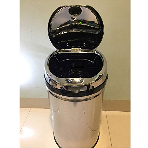 WENLII 6L/9L/12L Auto Close Trash Can Sensor Waste Bin Touchless Dustbin Garbage Bucket Stainless Steel Batteries Power (Size : 9l)