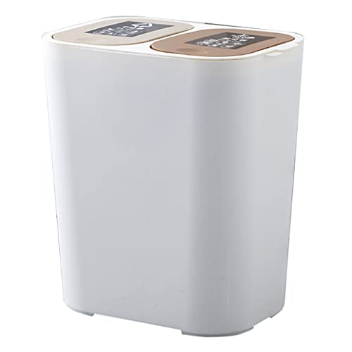 SCUUBE Trash Bin Trash Can Wastebasket 15 Liter Separate Dry and Wet Trash Can, Garbage Bin Double Barrel Press Type, Living Room ​and Kitchen Wastebasket with Lid Garbage Can Waste Bin