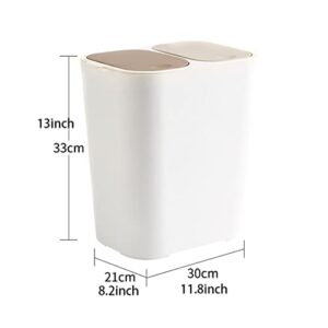 SCUUBE Trash Bin Trash Can Wastebasket 15 Liter Separate Dry and Wet Trash Can, Garbage Bin Double Barrel Press Type, Living Room ​and Kitchen Wastebasket with Lid Garbage Can Waste Bin