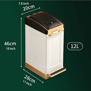 Trash Bin Trash Can Wastebasket Kitchen Trash Can, Pedal Bin with Lid, Garbage Can Trash Bin Stainless Steel Step Bin, Plastic Inner Bucket, Soft Closure Garbage Can Waste Bin (Color : C, Size : 12L