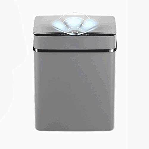 CXDTBH 15L Household Trash Can with Lid Living Room Bedroom Induction Trash Can Rectangular Electric Trash Can,Powered by 4AA Batteries (not Included) (Color : Black)