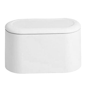 leefasy desk trash can wastebasket or recycling bin garbage waste trash bucket lid dust bin for home or office, white