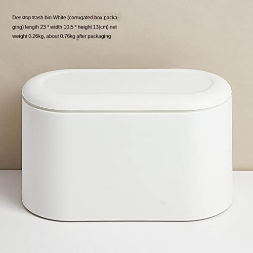 Leefasy Desk Trash Can Wastebasket Or Recycling Bin Garbage Waste Trash Bucket Lid Dust Bin for Home Or Office, White