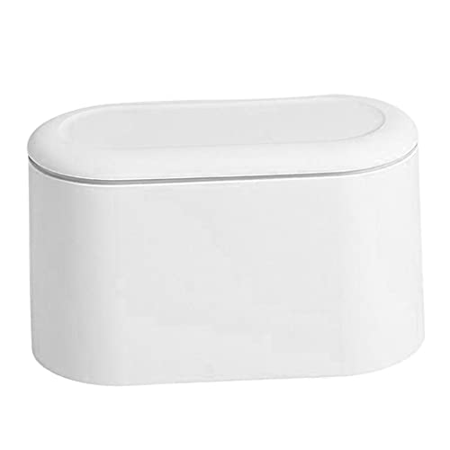 Leefasy Desk Trash Can Wastebasket Or Recycling Bin Garbage Waste Trash Bucket Lid Dust Bin for Home Or Office, White