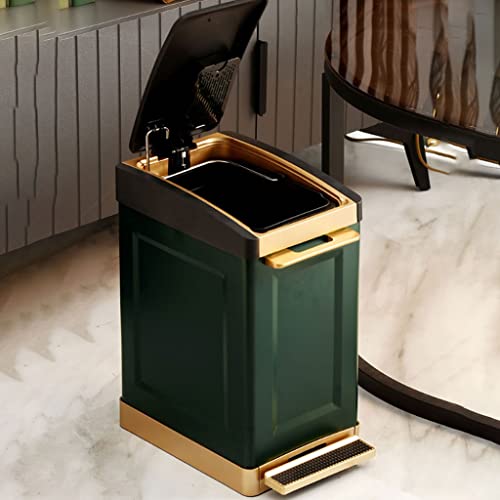 Trash Bin Trash Can Wastebasket Kitchen Trash Can, Pedal Bin with Lid, Garbage Can Trash Bin Stainless Steel Step Bin, Plastic Inner Bucket, Soft Closure Garbage Can Waste Bin (Color : OneColor, Siz