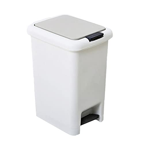 Trash Bin Trash Can Wastebasket White Plastic Garbage Bin,Kitchen Garbage Bin with Soft Close Lid and Foot Pedal Perfect for Bathroom, Bedroom, Office Garbage Can Waste Bin (Size : 15l)