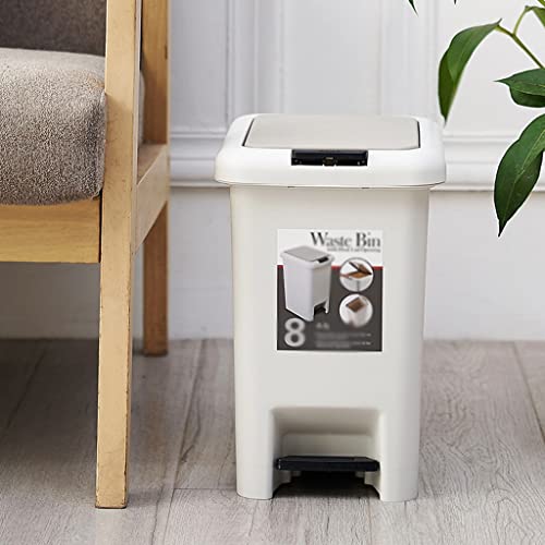 Trash Bin Trash Can Wastebasket White Plastic Garbage Bin,Kitchen Garbage Bin with Soft Close Lid and Foot Pedal Perfect for Bathroom, Bedroom, Office Garbage Can Waste Bin (Size : 15l)