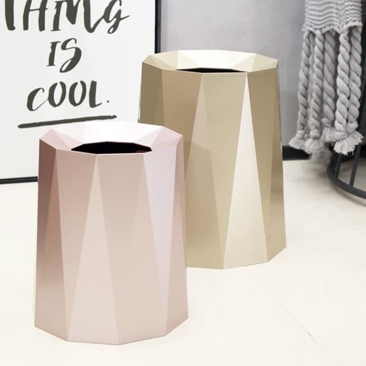 Trash Can Fashion Light Luxury Trash Cans Suitable for Paper Baskets in Bedroom Living Room Study Without Cover Design Trash Cans Trash Can Wastebasket (Color : Gold)