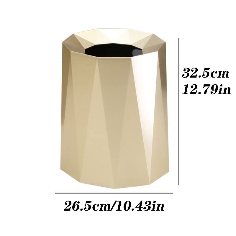 Trash Can Fashion Light Luxury Trash Cans Suitable for Paper Baskets in Bedroom Living Room Study Without Cover Design Trash Cans Trash Can Wastebasket (Color : Gold)