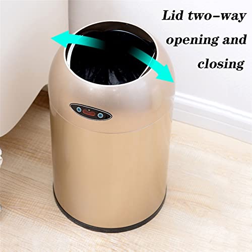 DYPASA Garbage Can 8L/12L White Creative Intelligent Induction Trash Can Large-Capacity Garbage Storage Box Home Kitchen Living Room Study Bathroom Trash Bin (Color : Gold, Size : 8L)