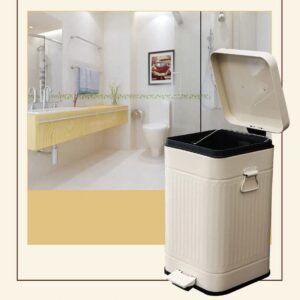 DYPASA Garbage Can 12L Simple Kitchen Foot-Operated Trash Can Stainless Steel Square Trash Can for Living Room Bedroom Toilet Trash Bin