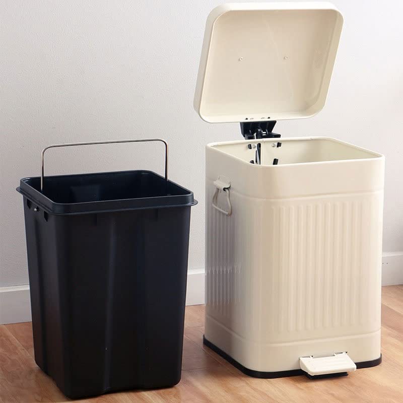 DYPASA Garbage Can 12L Simple Kitchen Foot-Operated Trash Can Stainless Steel Square Trash Can for Living Room Bedroom Toilet Trash Bin