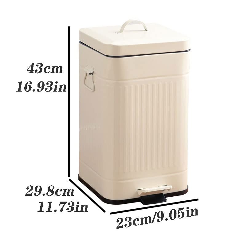 DYPASA Garbage Can 12L Simple Kitchen Foot-Operated Trash Can Stainless Steel Square Trash Can for Living Room Bedroom Toilet Trash Bin