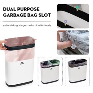 CANMNT Trash Can 14 Liter Trash Can Plastic Slim Garbage Container Bin with Press Top Lid for White Waste Basket for Kitchen Bathroom Living Room Trash Can Wastebasket