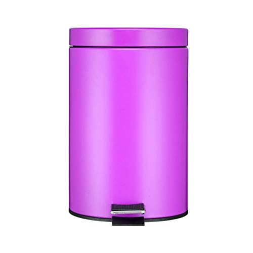 XQ-Gforward linghuan Trash bin Purple Dustbins, Solid Color Round Creative Refuse Bin Kitchen Bathroom Waterproof Trash Can Mute Bedroom Trash Can Indoor