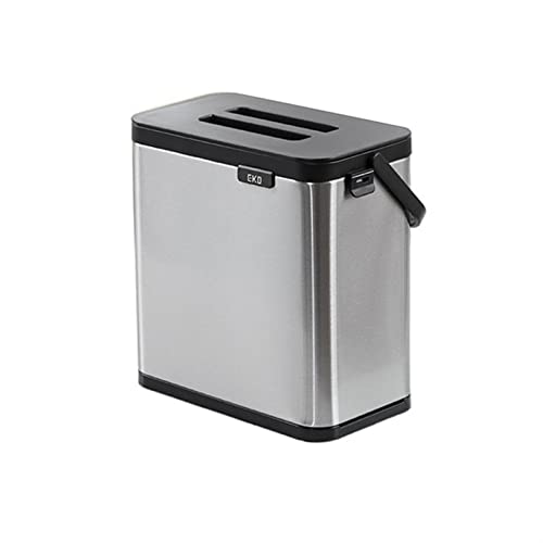 DYPASA Garbage Can 3L Kitchen Trash Can Wall Mounted Stainless Steel Desktop Cabinet Door Trash Storage Bucket Small with Cover Trash Bin