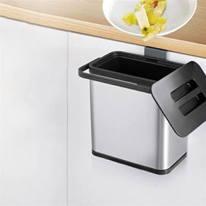 DYPASA Garbage Can 3L Kitchen Trash Can Wall Mounted Stainless Steel Desktop Cabinet Door Trash Storage Bucket Small with Cover Trash Bin