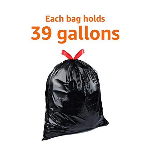 Amazon Basics Lawn & Leaf Drawstring Trash Bags, 39 Gallon, 40 Count