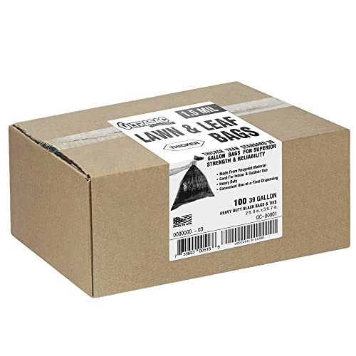 Ultrasac 39 Gallon Garbage Bags (HUGE 100 Pack) 33" x 43" Heavy Duty Industrial Yard Waste Bag - Professional Outdoor Trash Bags for Contractors and more (Pack of 100) (769646)