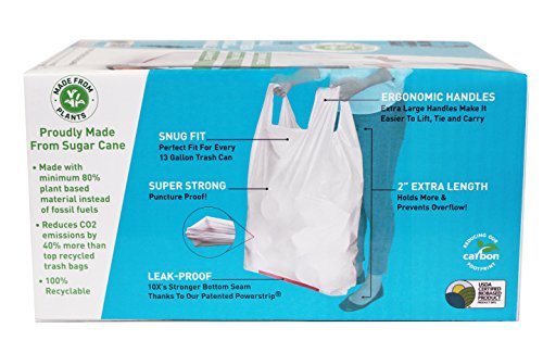 Plant Based - Hippo Sak Tall Kitchen Bags with Handles, 13 Gallon (90 Count)