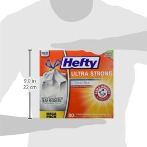 Hefty Ultra Strong Tall Kitchen Trash Bags, Unscented, 13 Gallon, (80 Count)