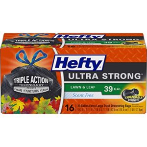 hefty ultra strong lawn and leaf large trash bags, 39 gallon, 16 count