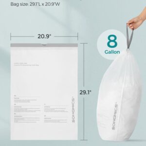 SONGMICS Drawstring Trash Bags, 8 Gallon Garbage Bags for 8-Gallon or 16-Gallon Dual Trash Cans, Trash Liners, Custom-Fit, Liner Code 30A, 2 Rolls, 90 Count, Watertight, Kitchen, White UKRB30A02