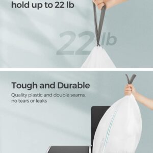 SONGMICS Drawstring Trash Bags, 8 Gallon Garbage Bags for 8-Gallon or 16-Gallon Dual Trash Cans, Trash Liners, Custom-Fit, Liner Code 30A, 2 Rolls, 90 Count, Watertight, Kitchen, White UKRB30A02