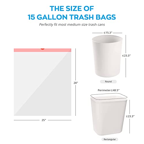 Glasho 15 Gallon Plastic Drawstring Trash Bags 80 Count White Leak Proof Garbage Bags for Tall Kitchen Home Office Outdoor