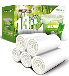 forid 13 gallon trash bags – clear plastic garbage bags medium tall trash can liners for kitchen office home waste bins unscented one box with 5 roll 110 count 55 liter