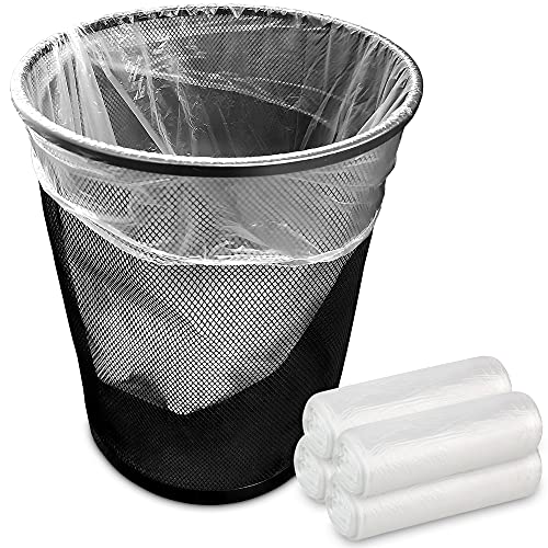 Stock Your Home Clear 4 Gallon Trash Bag (200 Pack) Un-Scented Small Garbage Bags for Bathroom Can, Mini Waste Basket Liner, Plastic Liners for Office Trashcan and Dog Poop, Bulk Household Supplies