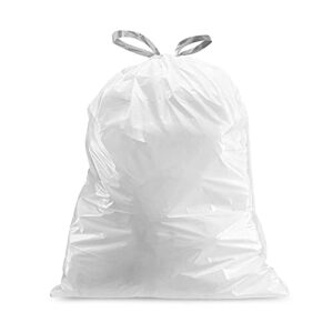 Plasticplace Custom Fit Trash Bags │ simplehuman (x) Code K Compatible (50 Count) │ White Drawstring Garbage Liners 10 Gallon / 38 Liter │ 24.4" x 28"