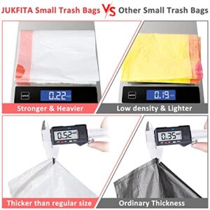 Small Trash Bags Drawstring 3-5 Gal, JUKFITA 120 Count Small Garbage Bags, Strong Unscented 4 Gallon Trash Bags Drawstring, Individual White Trash Can Liners for Bathroom Kitchen Office Bedroom