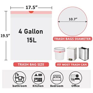 Small Trash Bags Drawstring 3-5 Gal, JUKFITA 120 Count Small Garbage Bags, Strong Unscented 4 Gallon Trash Bags Drawstring, Individual White Trash Can Liners for Bathroom Kitchen Office Bedroom