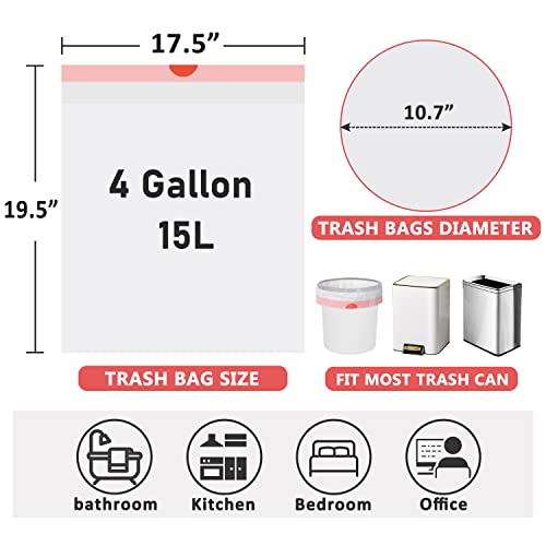 Small Trash Bags Drawstring 3-5 Gal, JUKFITA 120 Count Small Garbage Bags, Strong Unscented 4 Gallon Trash Bags Drawstring, Individual White Trash Can Liners for Bathroom Kitchen Office Bedroom