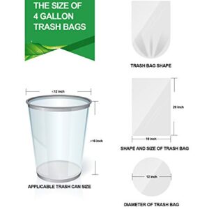 Clear Small Trash Bags - 4 Gallon Garbage Bags FORID Wastebasket Bin Liners 330 Count Plastic Trash Bags for Bathroom Bedroom Office Trash Can 15 Liters