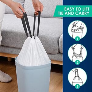 1.2 Gallon 80 Counts Strong Drawstring Trash Bags Garbage Bags by RayPard, Small Plastic Bags, Trash Can Liners for Home Office Kitchen Bathroom Bedroom, White Waste Basket Liners