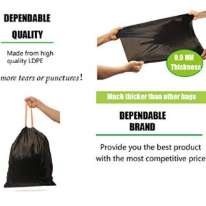 Besli 8 Gallon Black Drawstring Trash Bag Garbage Bag Trash Can Liner,0.9 Mil,90 Counts