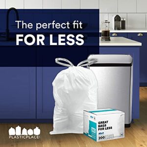 Plasticplace simplehuman (x) Code C Compatible White Drawstring Garbage Liners 2.6-3.2 Gallon / 10-12 Liter, 100 Count