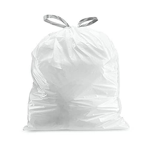 Plasticplace simplehuman (x) Code C Compatible White Drawstring Garbage Liners 2.6-3.2 Gallon / 10-12 Liter, 100 Count