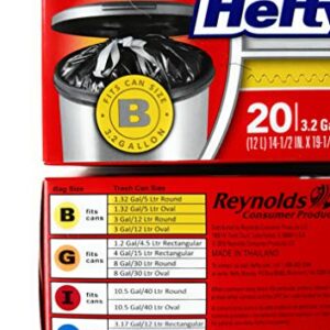 Hefty Steel Trash Bags 3.2 Gallon Drawstring Bags, Custom Fit for Steel Step Can Size B (1.32 Gallon/5 Liter Round & Oval and 3 Gallon/12 Liter Round & Oval), 2 Boxes of 20 Bags - 40 Bags Total