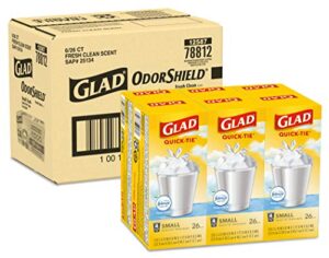 glad small trash bags – 4 gallon trash bag for waste basket, gain fresh clean scent, 26 count (pack of 6)