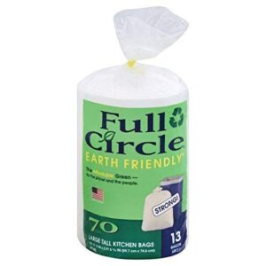 full circle – recycling tall kitchen trash bags, 13 gallon (70 count) – made in usa